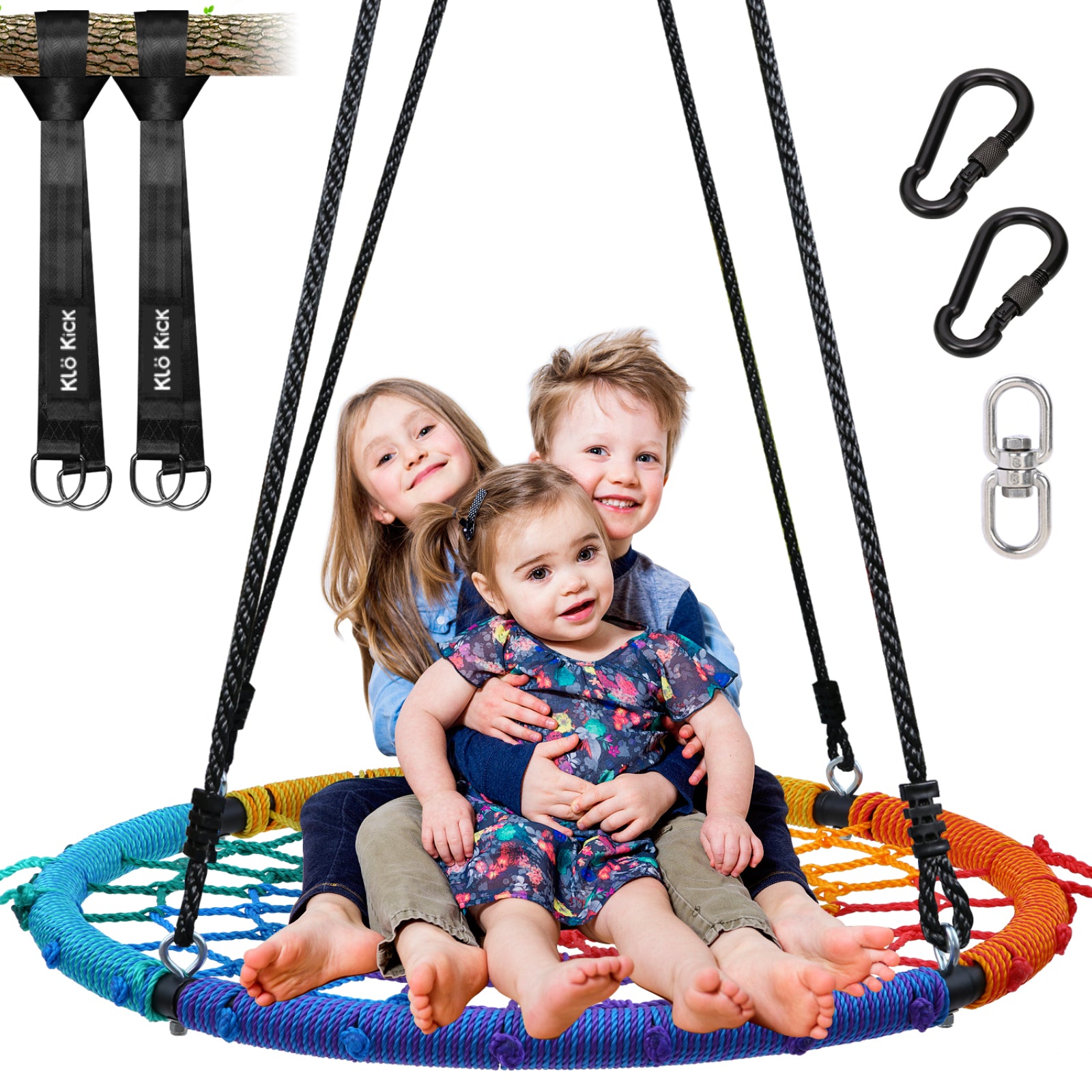 100CM Tree Swing Colorful Spider Web Hanging Saucer for Kids Playground ...
